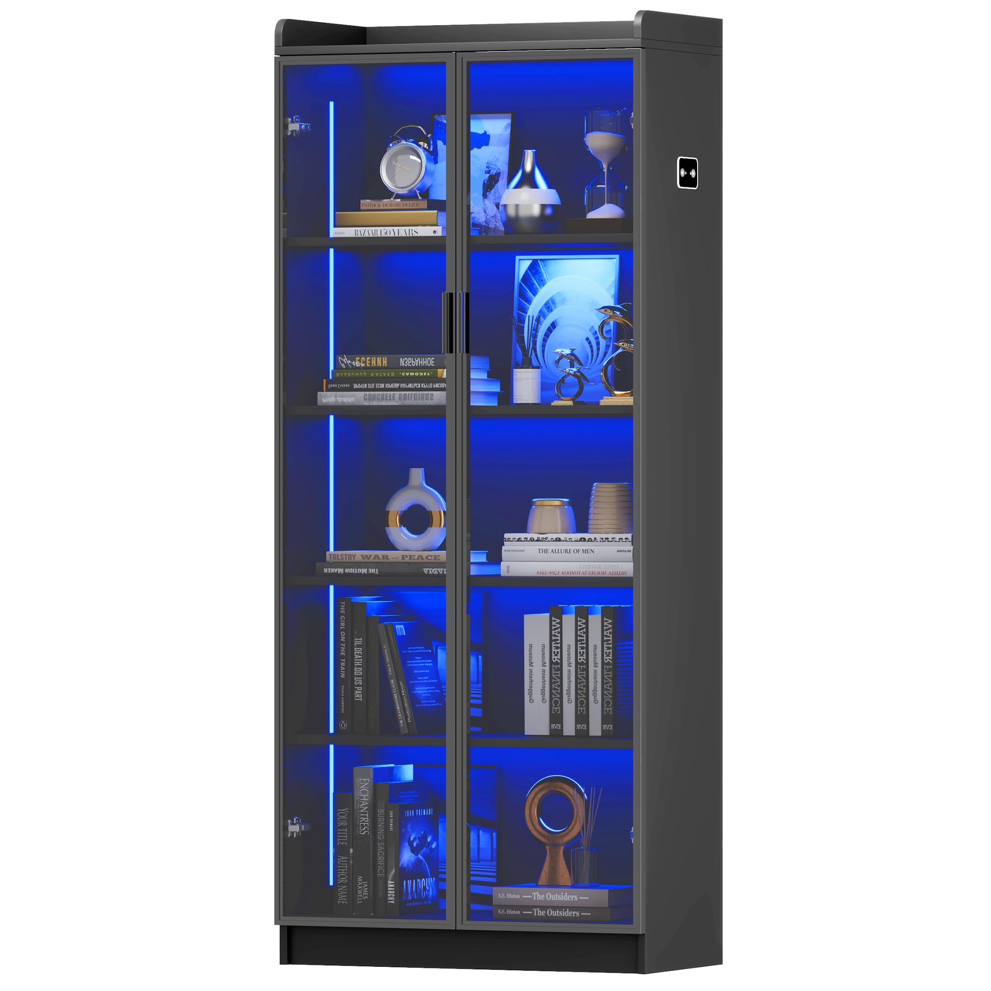 Amazon.com: Dystler Display Cabinet with Doors and Adjustable Shelves ...