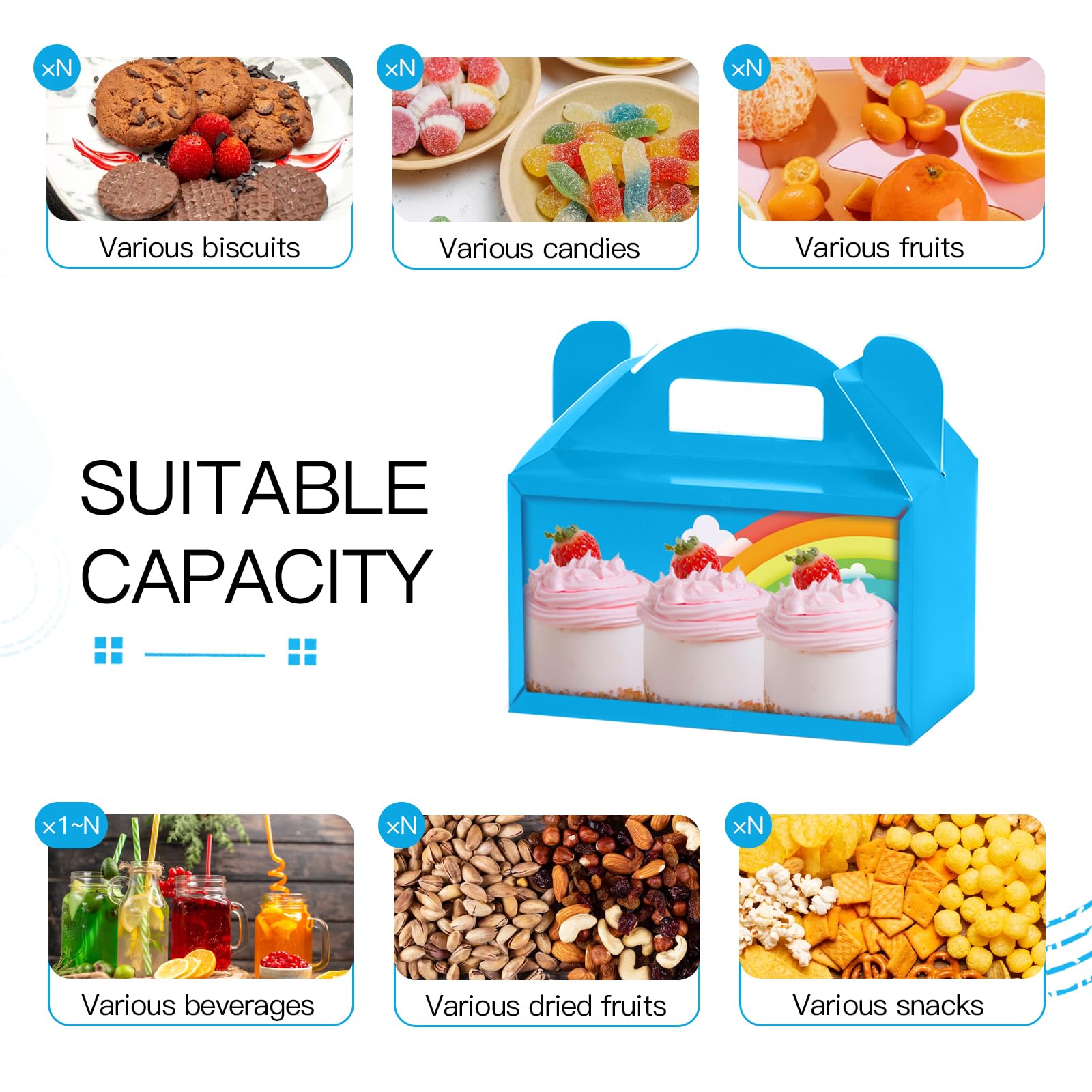 Snapklik.com : 48 Pack Rainbow Treat Boxes, Paper Gift Gable Box ...