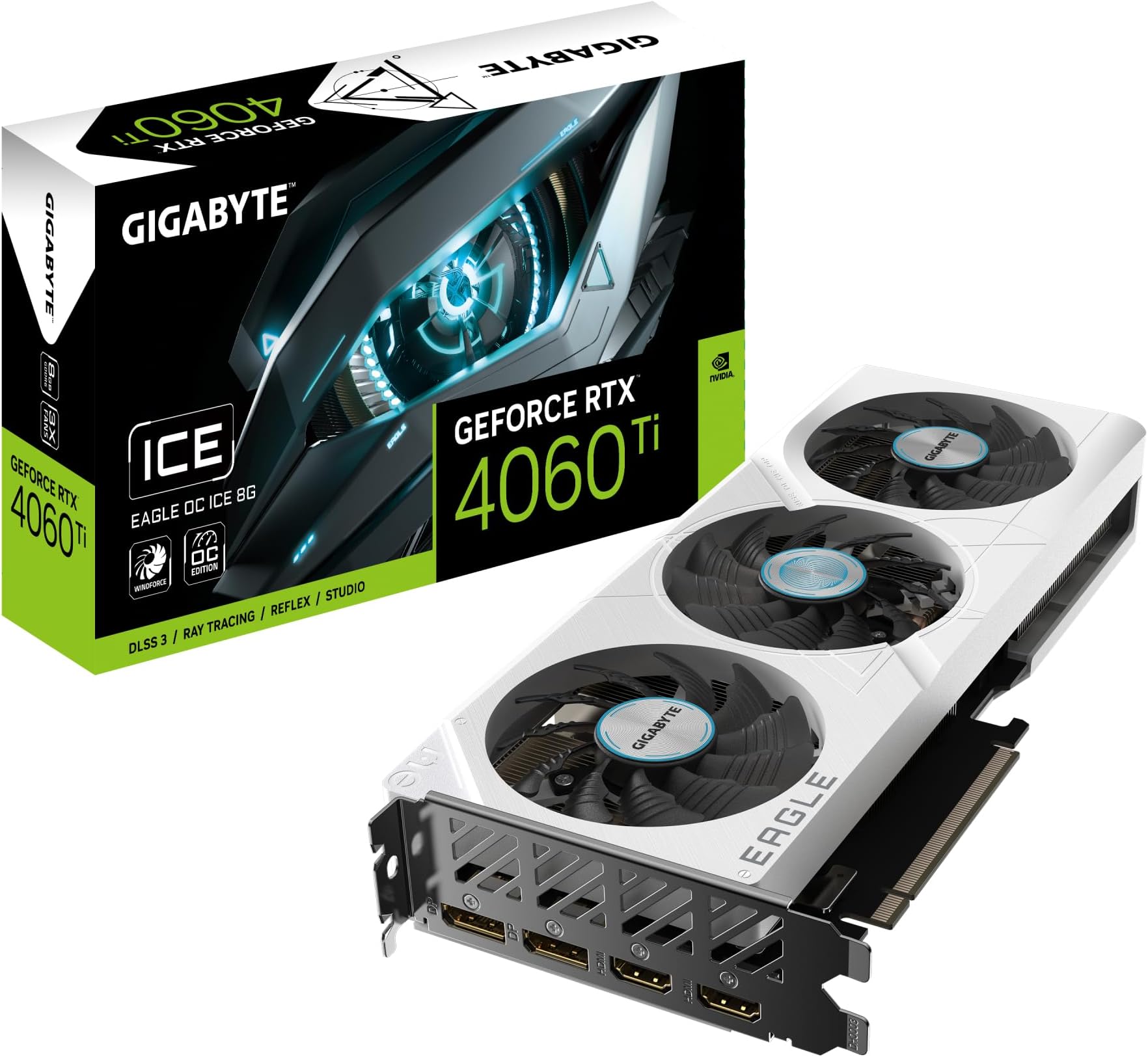 Gigabyte GeForce RTX 4060 Ti Eagle OC Ice 8G, 3 ventole WINDFORCE, 8 GB ...