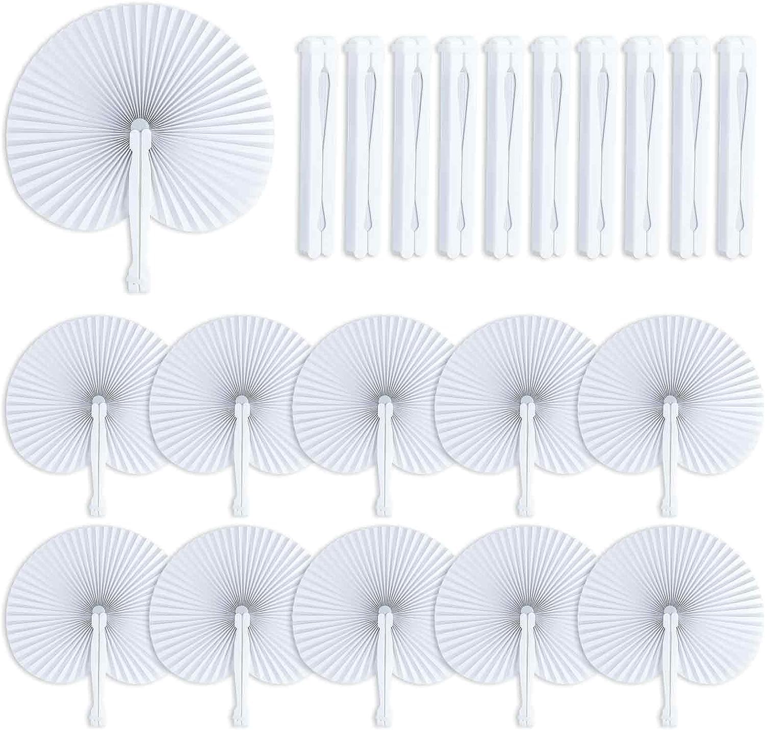 LATERN 72Pcs Folding Paper Fans, 25CM Round Paper Fans Chinese Handheld ...