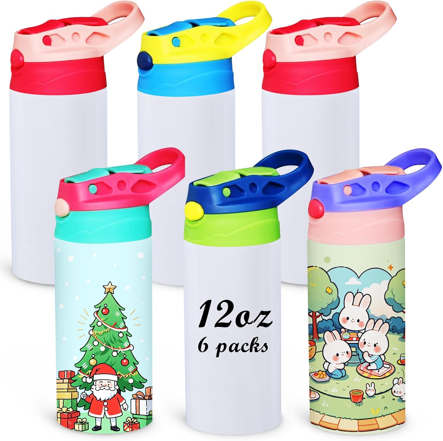 Amazon.com: QUIXELL-SH 6 Pack Kids Sublimation Tumbler with Lid and ...
