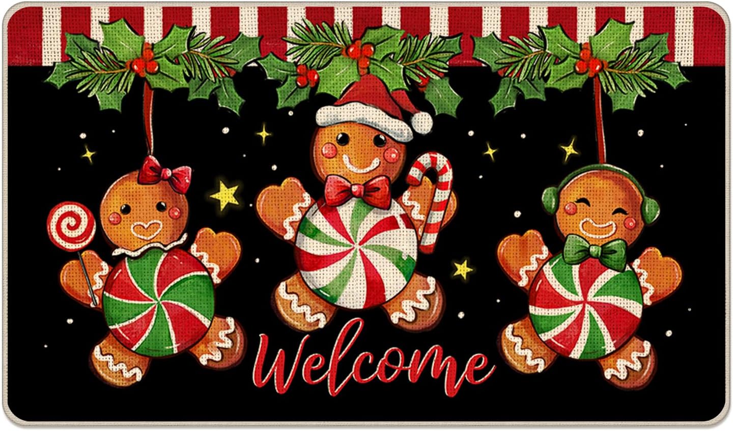 Amazon.com: Tailus Christmas Welcome Gingerbread Man Decorative Front ...