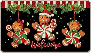 Amazon.com: Tailus Christmas Welcome Gingerbread Man Decorative Front ...