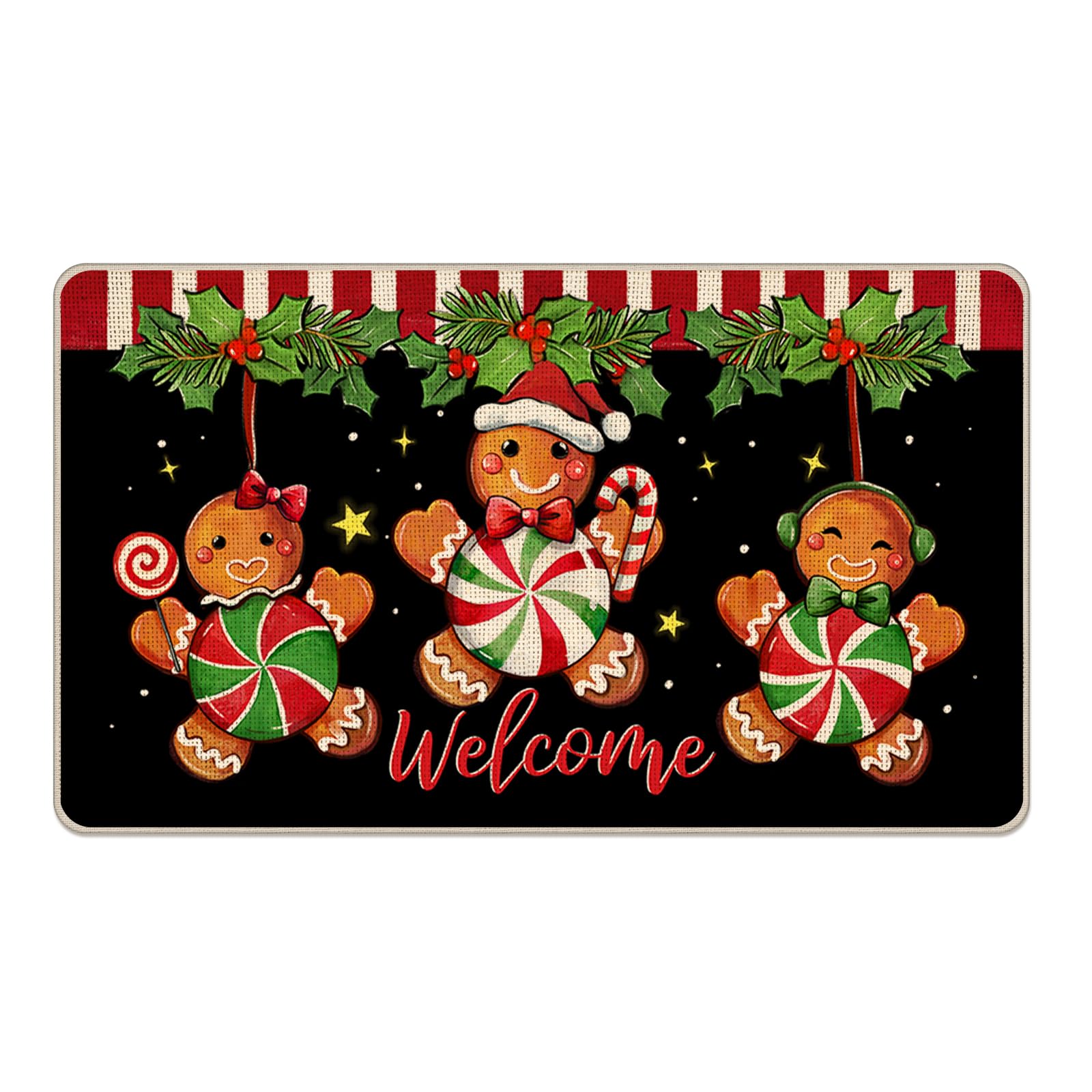 Amazon.com: Tailus Christmas Welcome Gingerbread Man Decorative Front ...