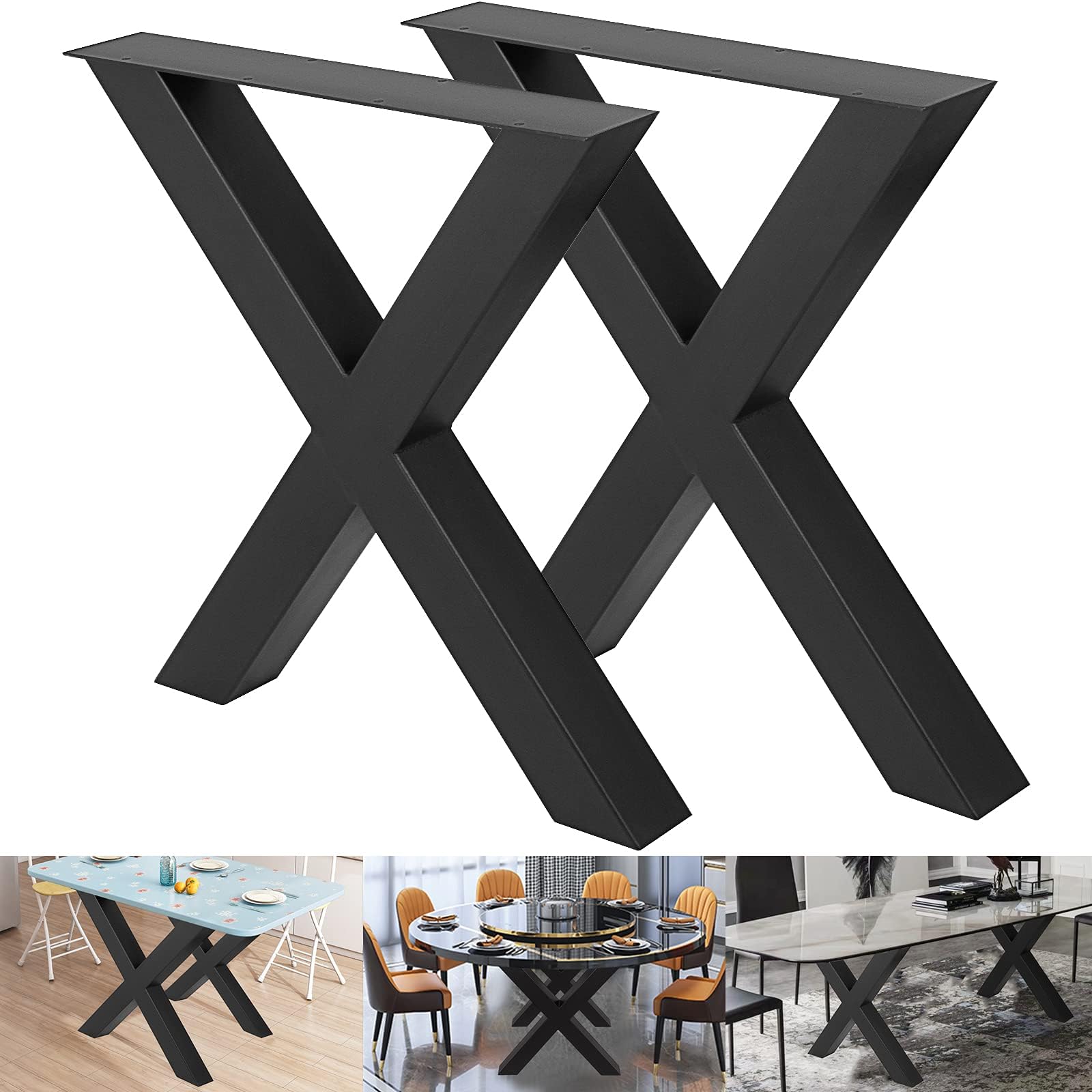 VEVOR Set of 2 Steel Table Legs, 28''Height 30''Wide Dining Table Legs ...