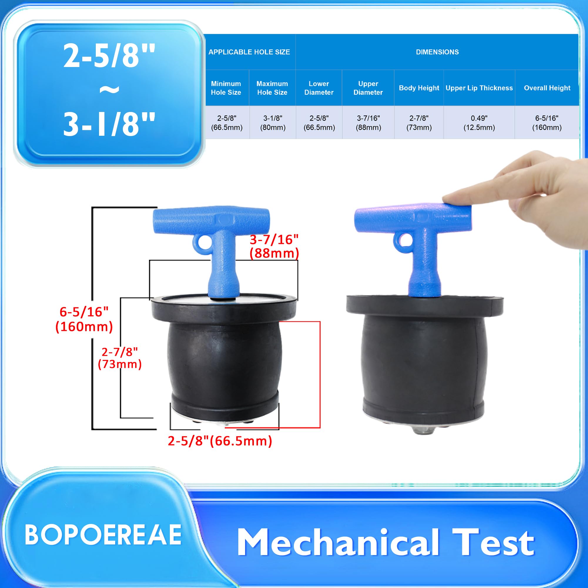Snapklik.com : BOPOREAE Mechanical Test, Seal, Cleanout Pipe Plug, 2-5/ ...
