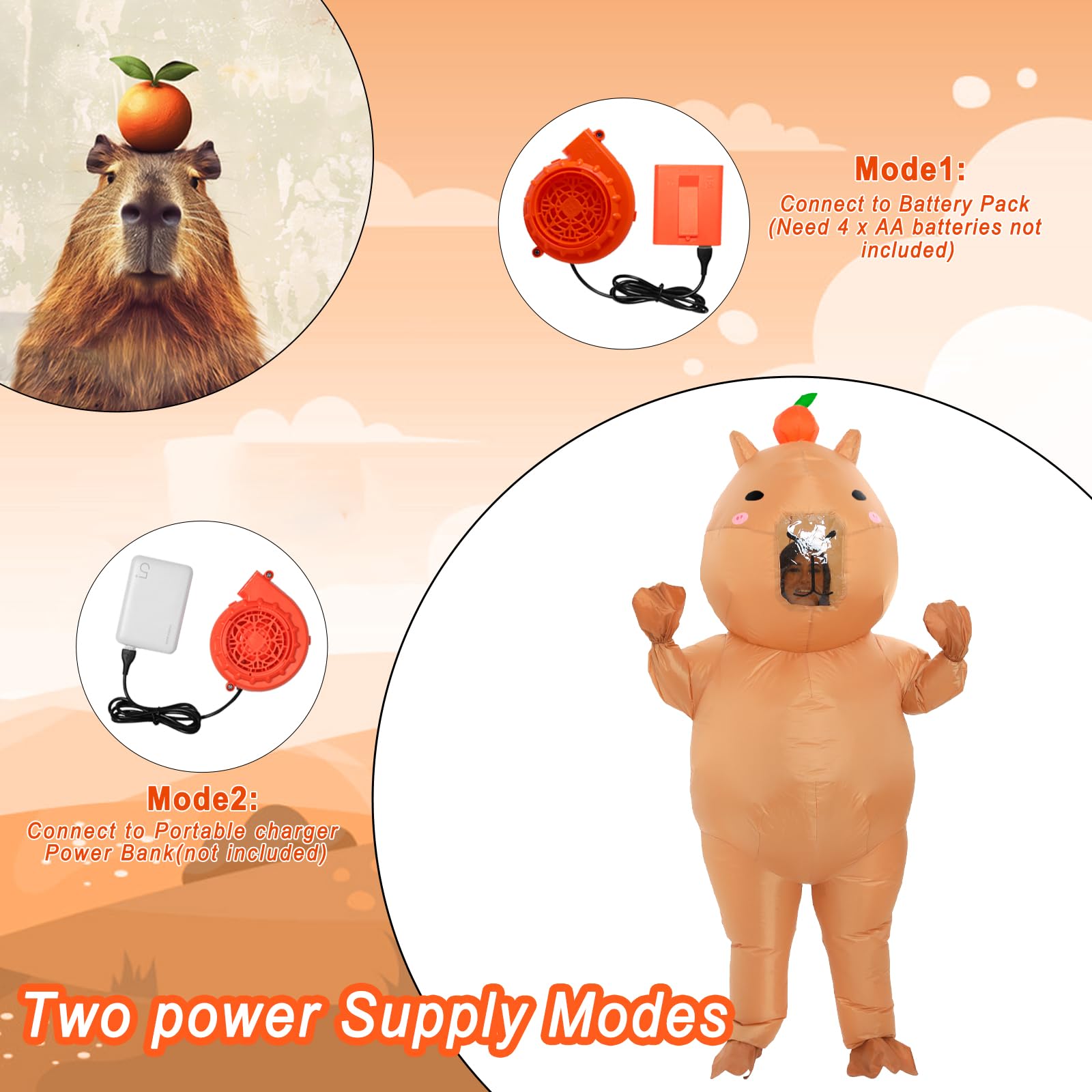 Poptrend Capybara Inflatable Costume for Adult Kids, Halloween Capybara ...