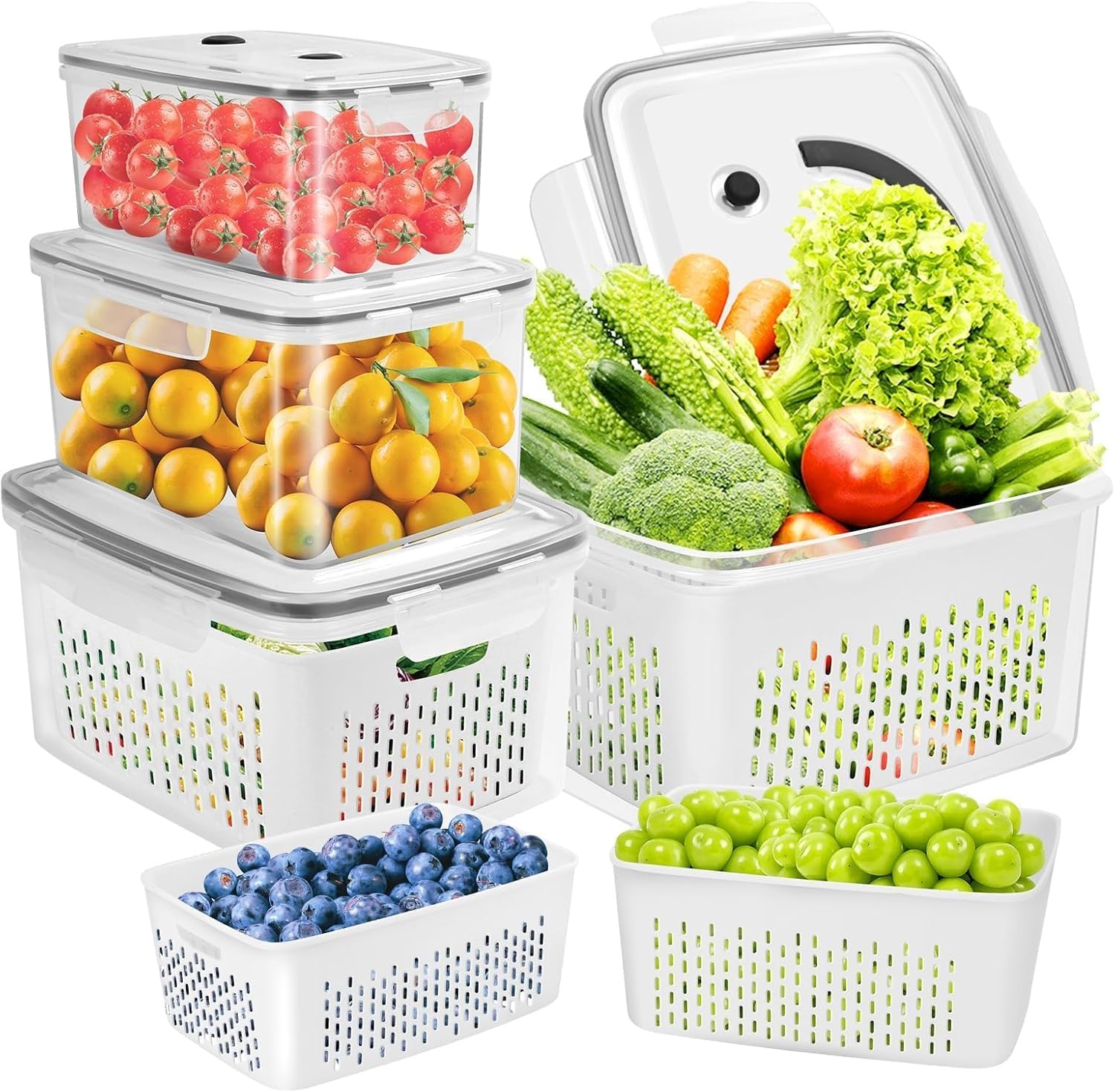 Amazon.com: MOLINGRITAR Refrigerator Fruit＆Vegetable Storage Container ...