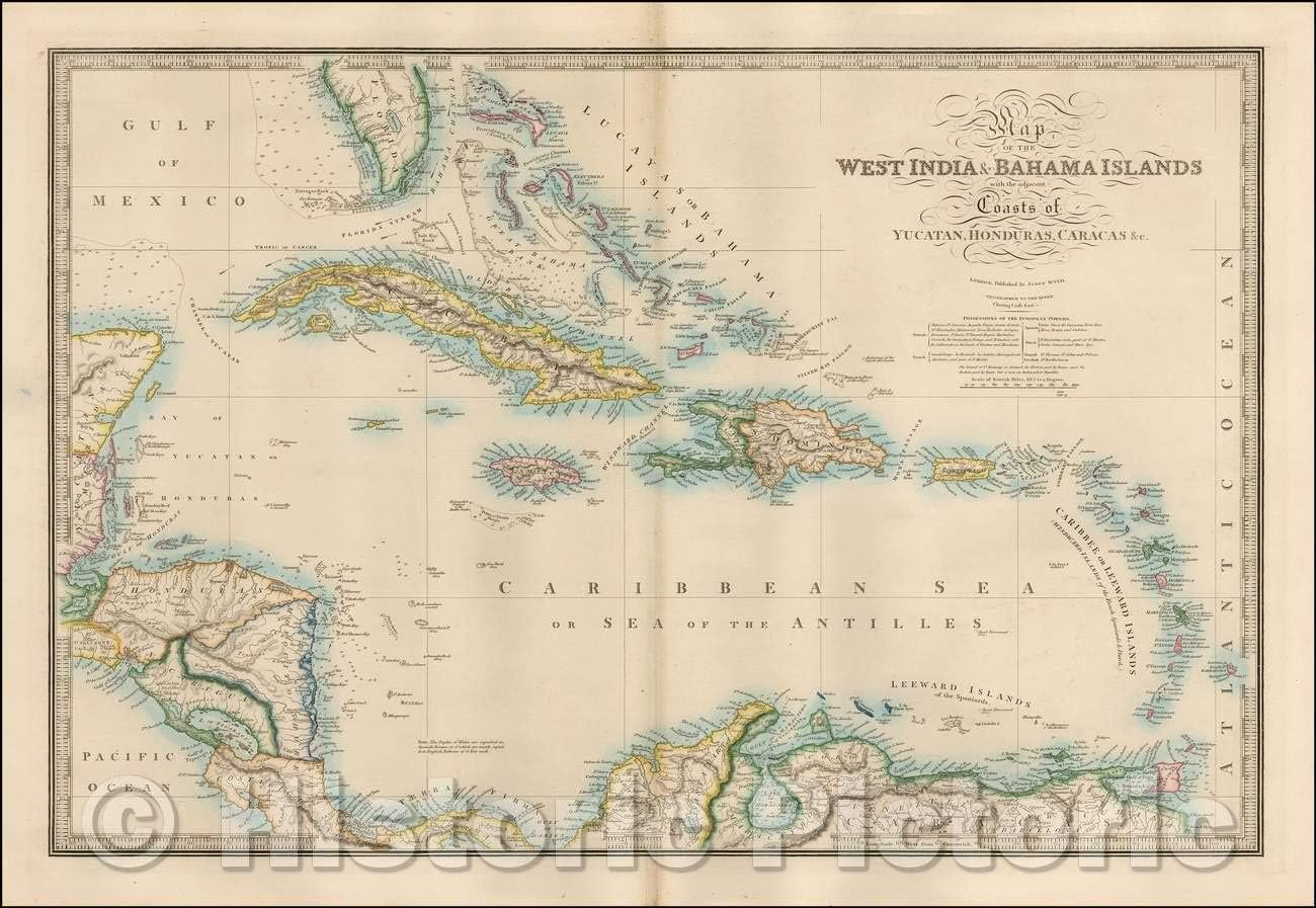 Amazon.com: Historic Map - Map of The West India & Bahama Islands with ...