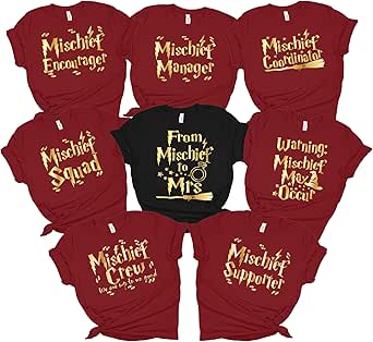 Amazon.com: MISCHIEF CREW Bachelorette Party Shirts, Tees, Bride’s Army ...