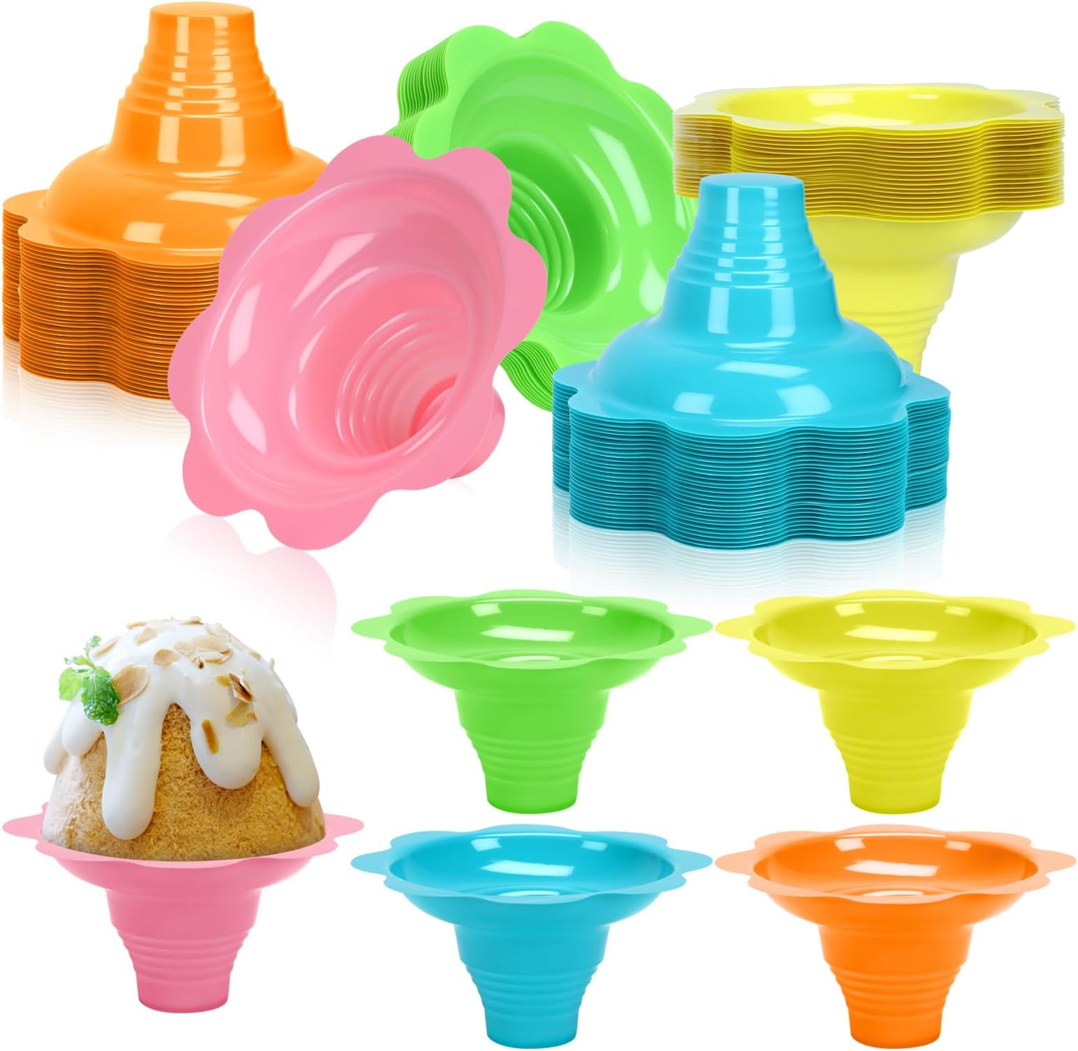Amazon.com: Lot45 Plastic Snow Cone Cups Reusable 8oz 100-Pack ...
