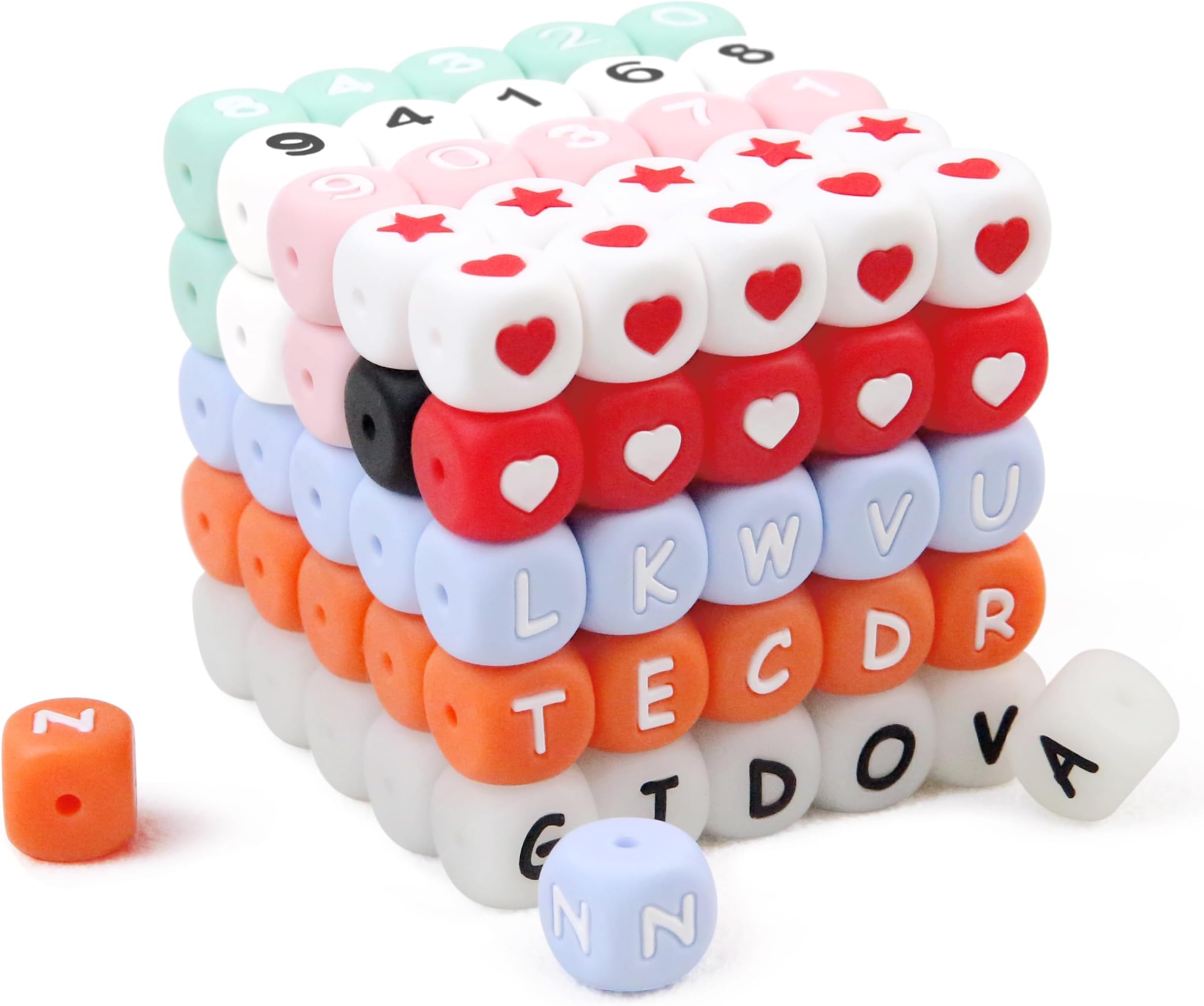 Amazon.com: PH PandaHall 52Pcs Luminous Letter Silicone Bead Glow in ...