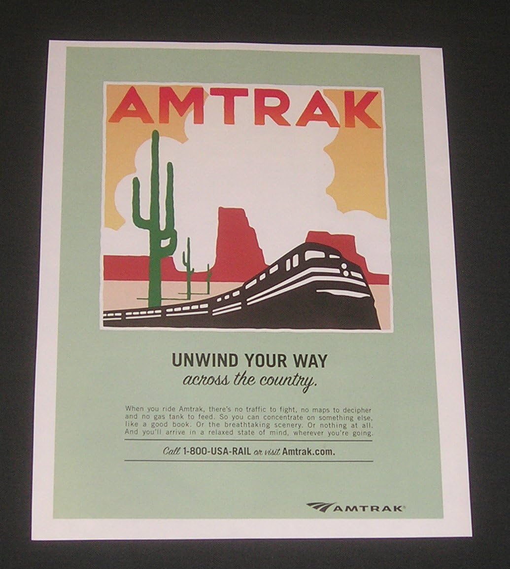 Amazon.com: Amtrak Railroad 2008 PRINT AD, Unwind Your Way Across The ...