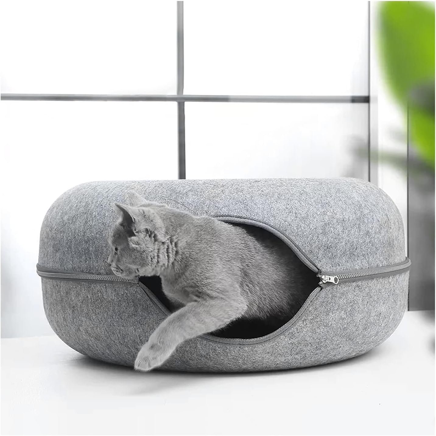 Cat Tunnel Bed, 7.87 x19.6 Inch Felt Tunnel Cat Nest, Round Felt Donut ...