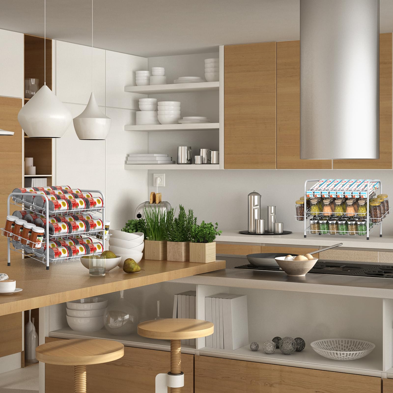 Snapklik.com : Can Storage Rack 2 Pack, White Can Storage Organizer ...
