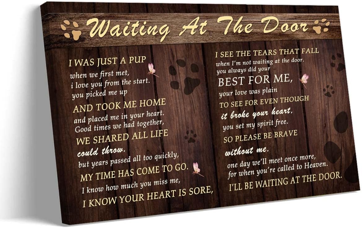 Amazon.com: Waiting At The Door Dog Poem Wall Art Prints Framed Pet ...