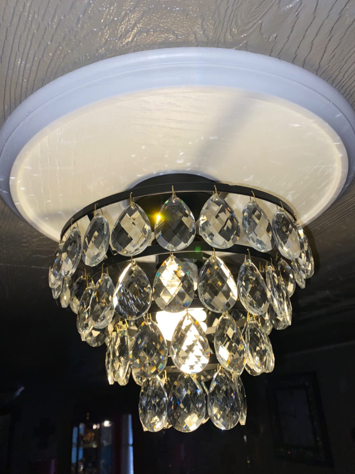 $9/mo - Finance Modern Crystal Ceiling Light - Black Semi Flush Mount ...