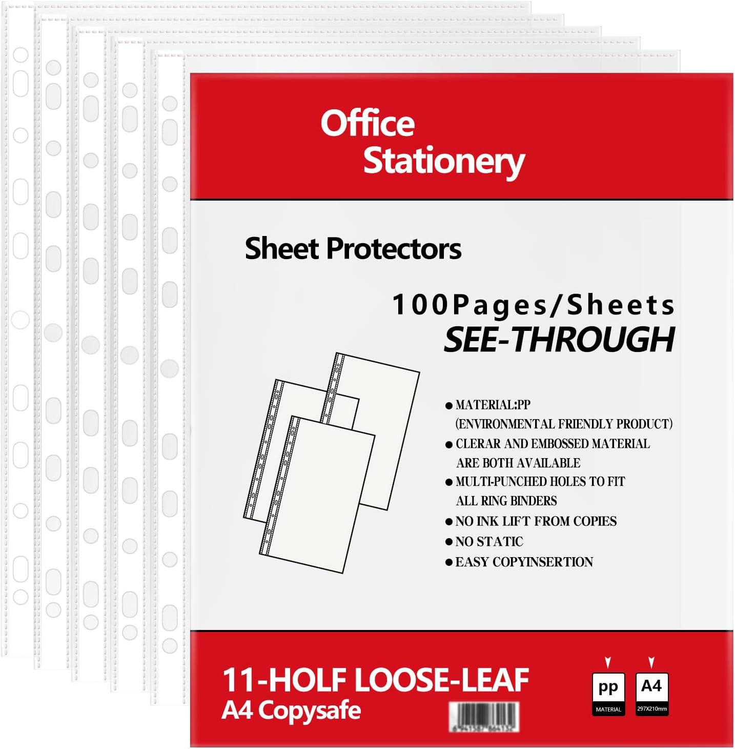 Amazon.com : 500 Pack Sheet Protectors for 3 Ring Binder, 8.5 x 11 Inch ...