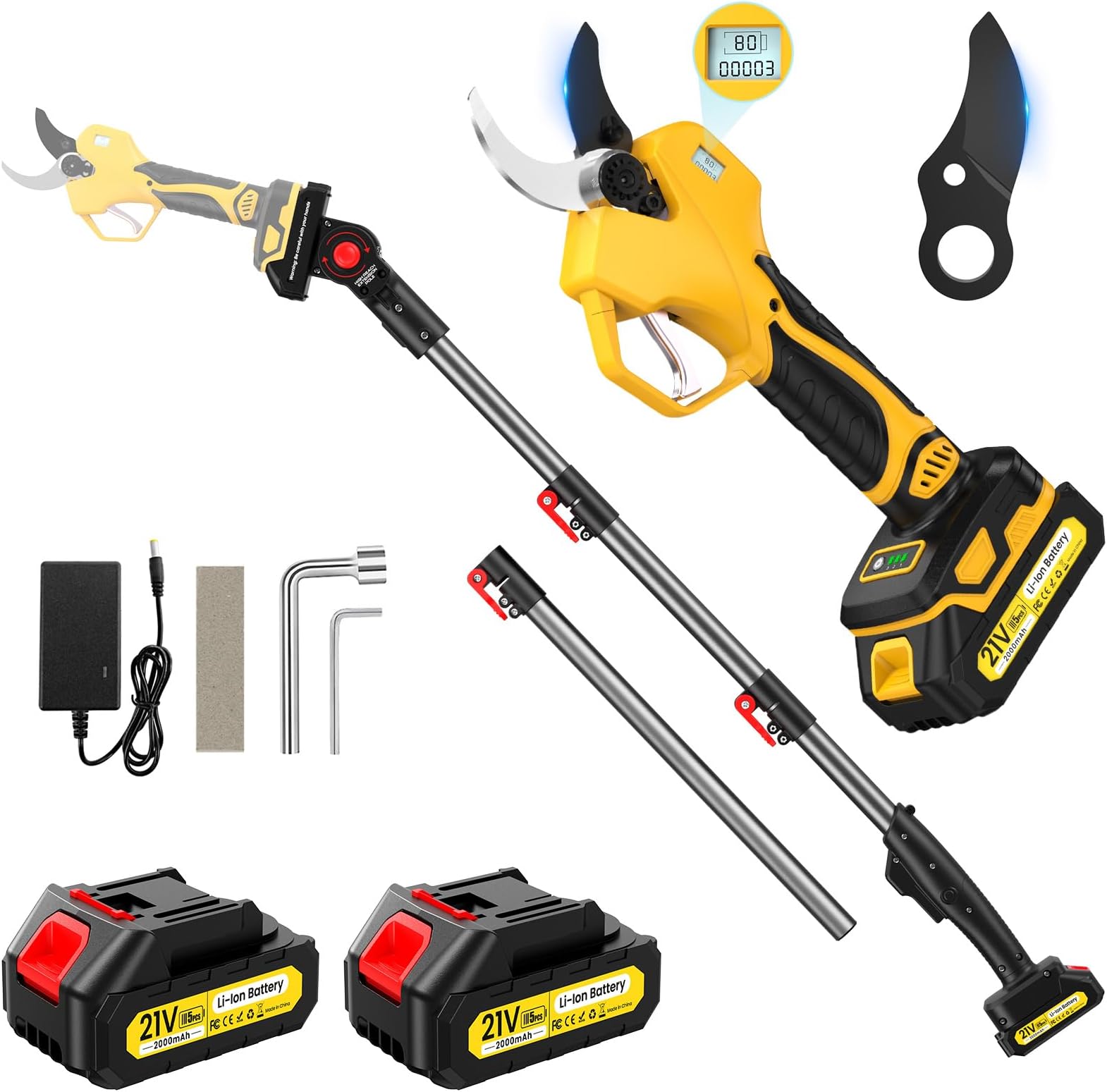 Amazon.com: Electric Pruning Shears Cordless with 8FT Pole, Max Cutting ...