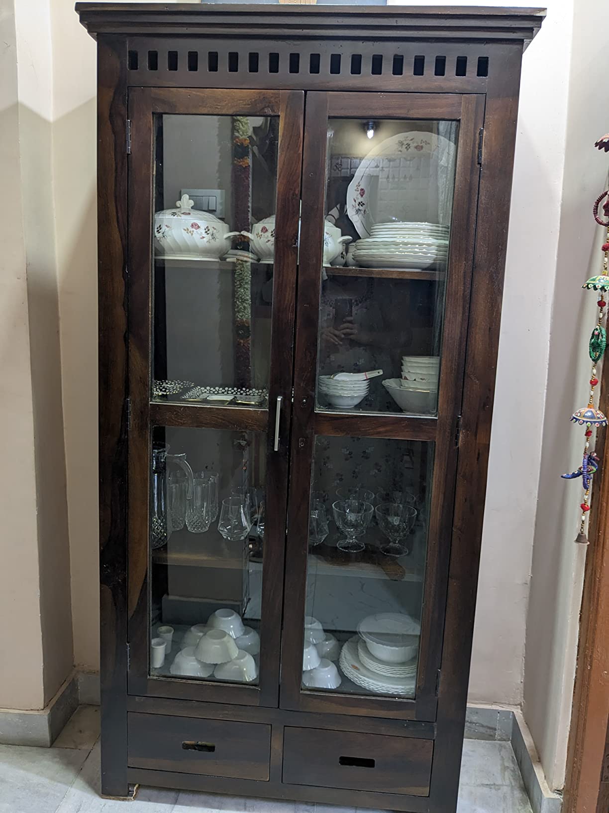 SWF Solid Wooden Crockery Cabinet for Kitchen & Dining Room |sheesham ...