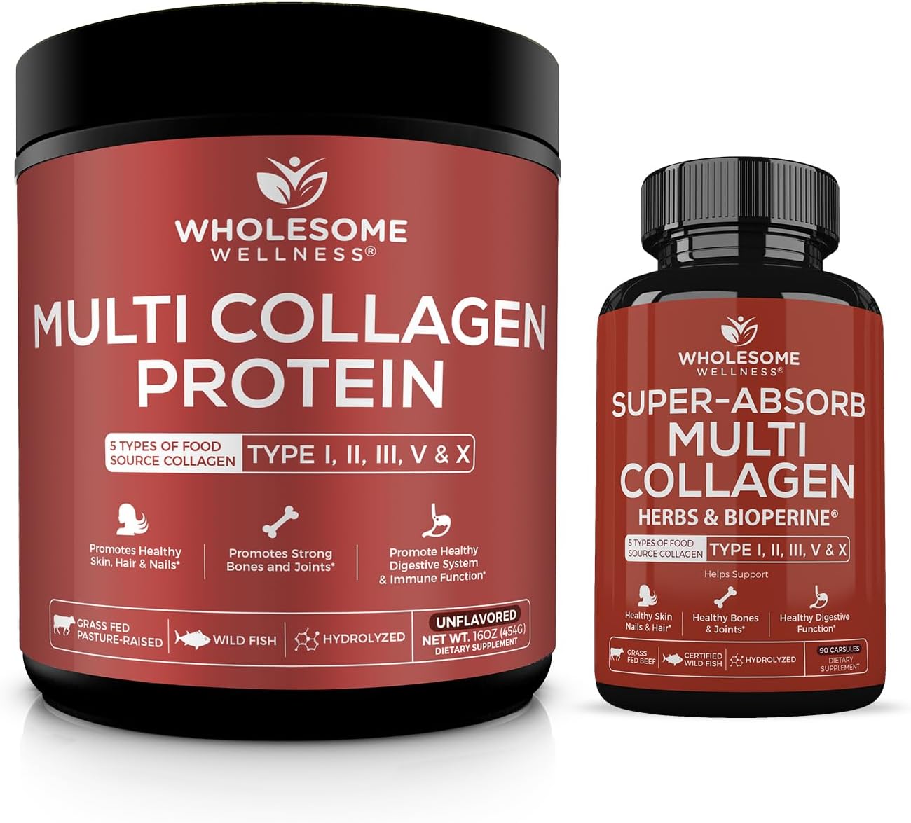 Amazon.com: Wholesome Wellness Multi Collagen Protein Powder Hydrolyzed ...