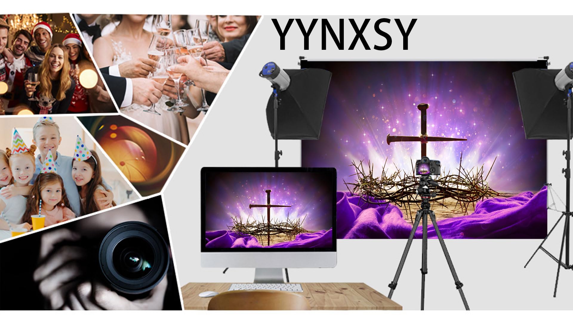 YYNXSY Crucifixion of Jesus Backdrop Crown of Thorns Cross Nail Holy Light Photography ...
