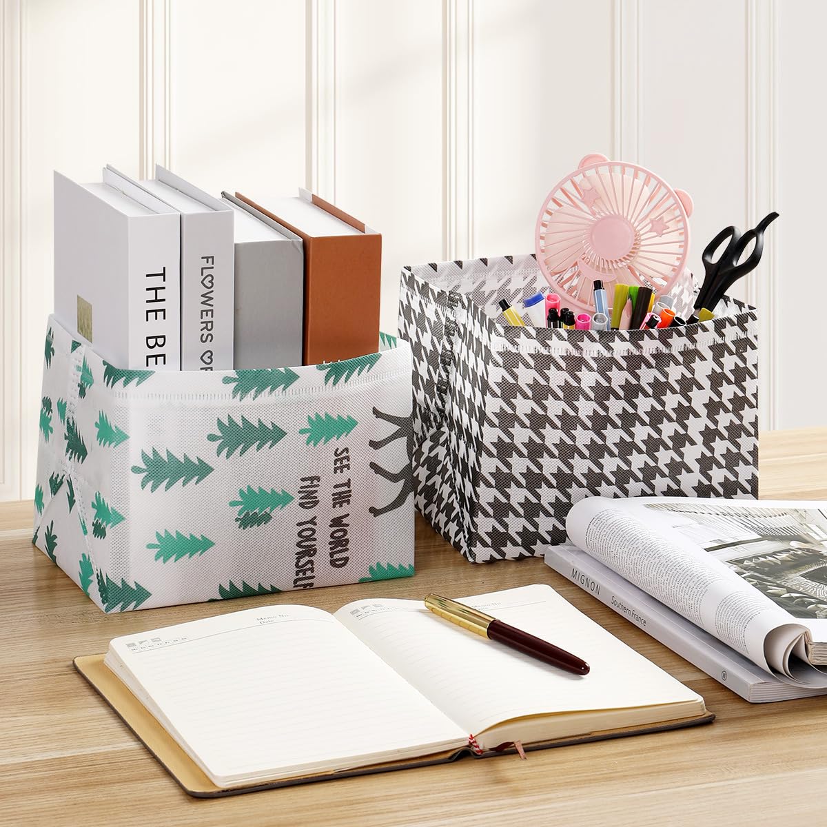 croselyu small collapsible basket Desktop Organizer Foldable Cosmetic ...