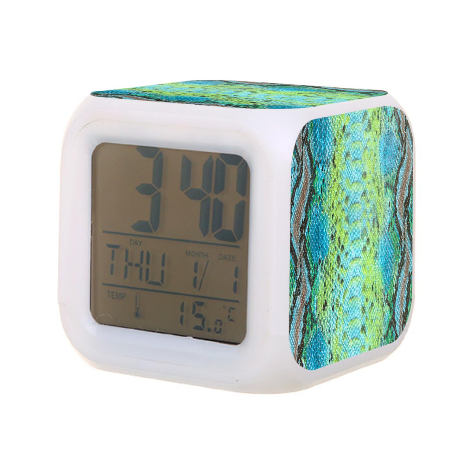 Amazon.com: Digital Alarm Clock,Snake Skin Texture 7 Color Change LED ...
