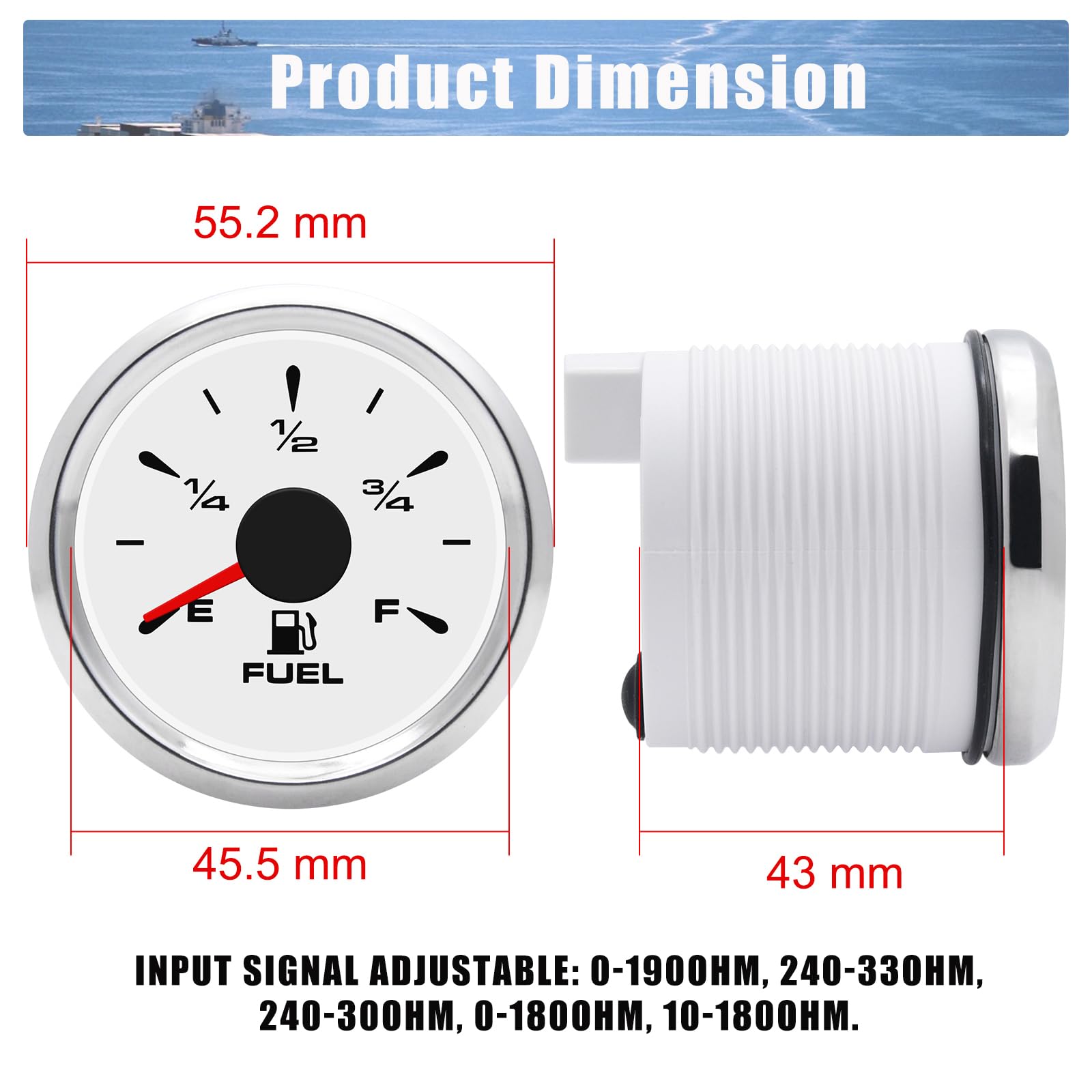 Snapklik.com : Geloo Marine Fuel Gauge - Digital Fuel Level Gauge