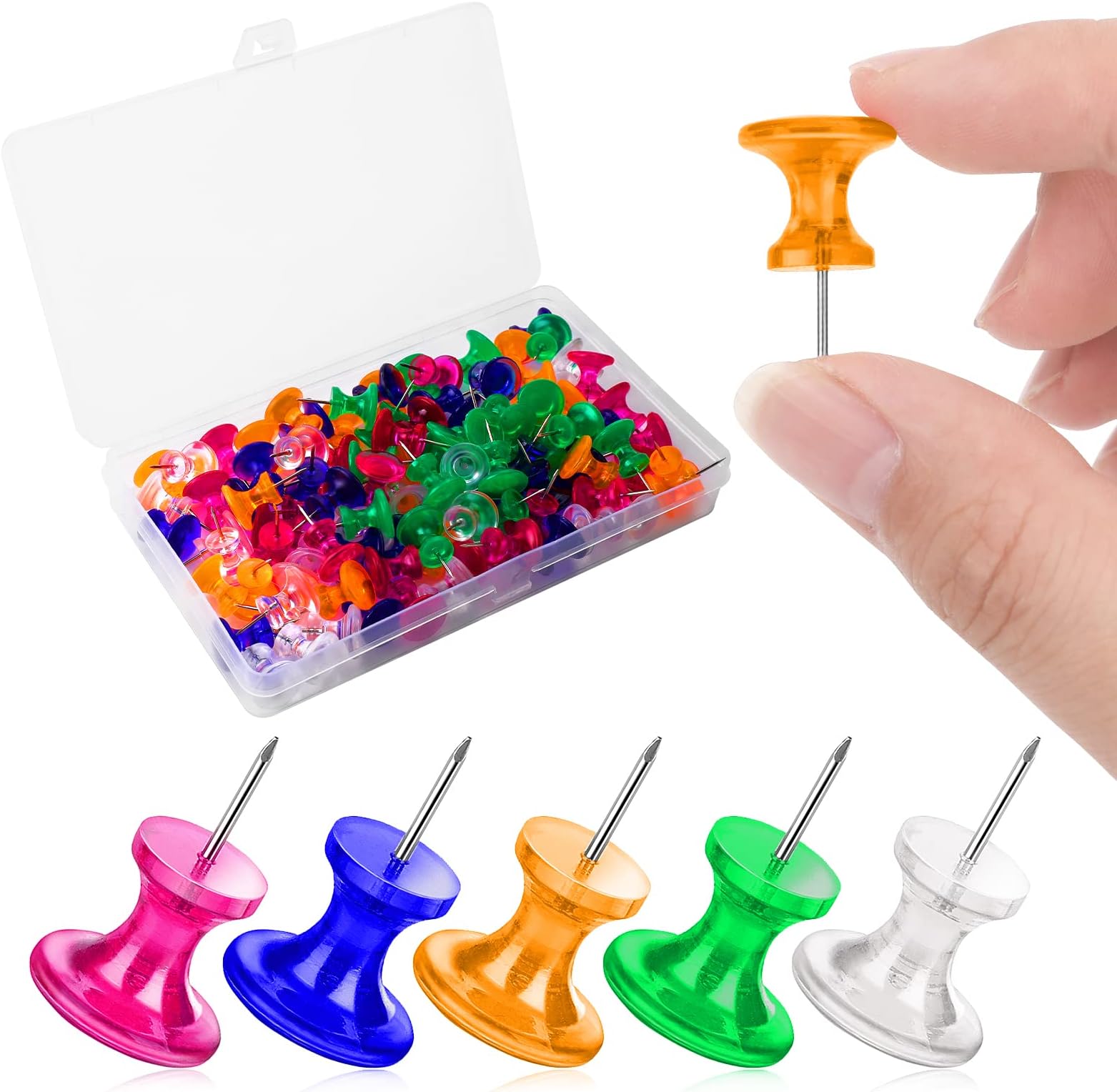 5 Star Push Pins Assorted Translucent [Pack 100] : Amazon.co.uk ...