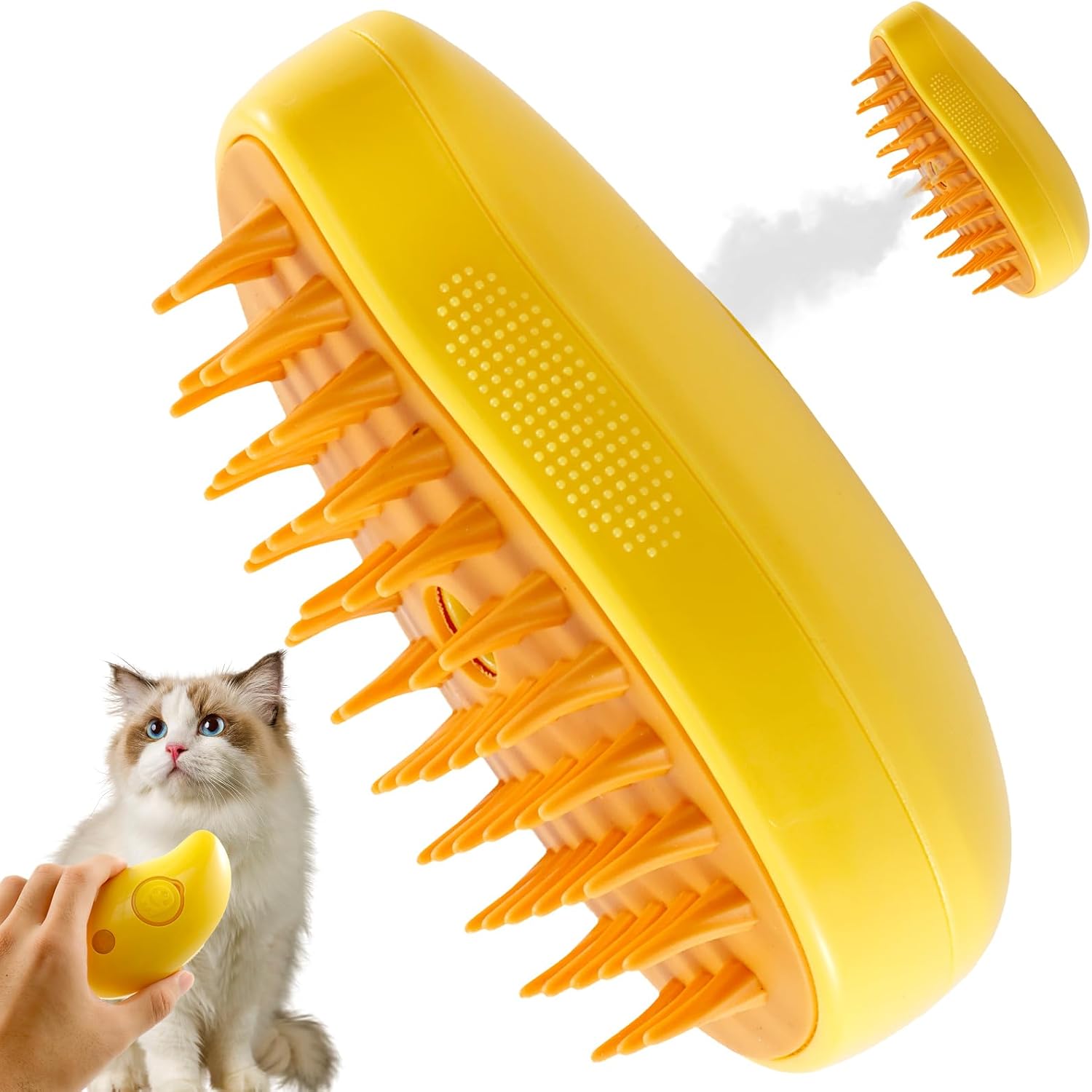 Steamy Cat Brush, Electric Spray Cat Brush for Shedding, 3 in 1 Cat ...