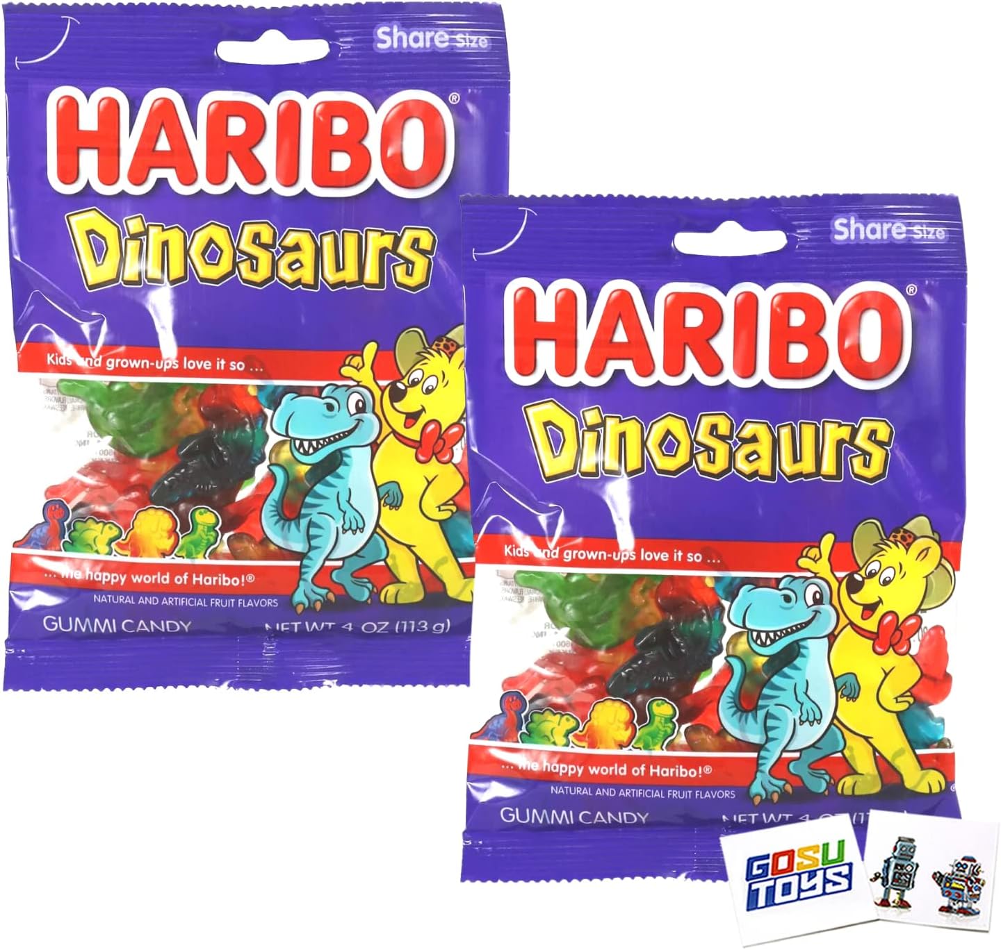 Amazon.com : Haribo Dinosaurs Pack of 9 (5oz Bags) Variety of Fruit ...