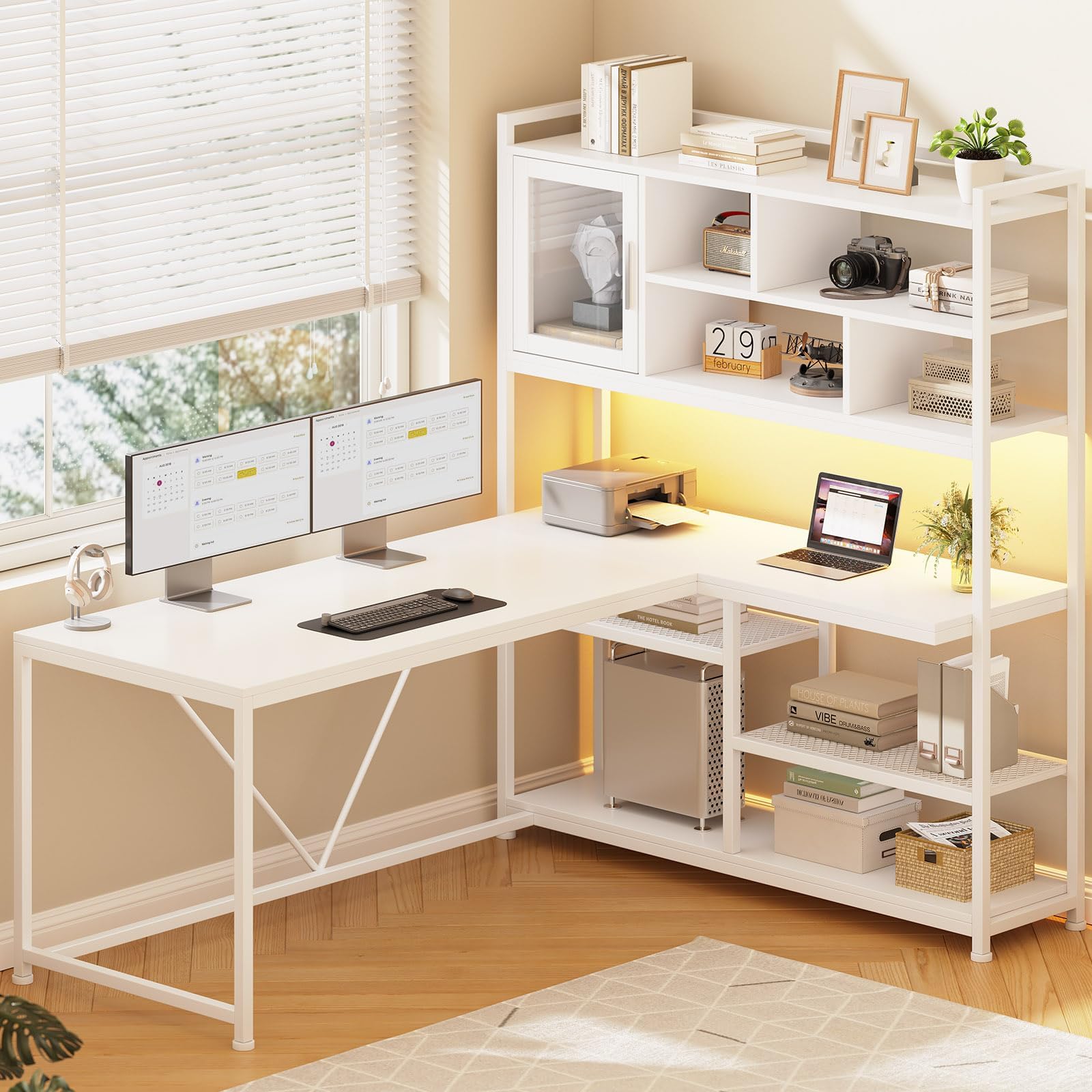 Amazon.com: ALEEIK Computer Desk with Hutch and Bookshelf,Home Office ...