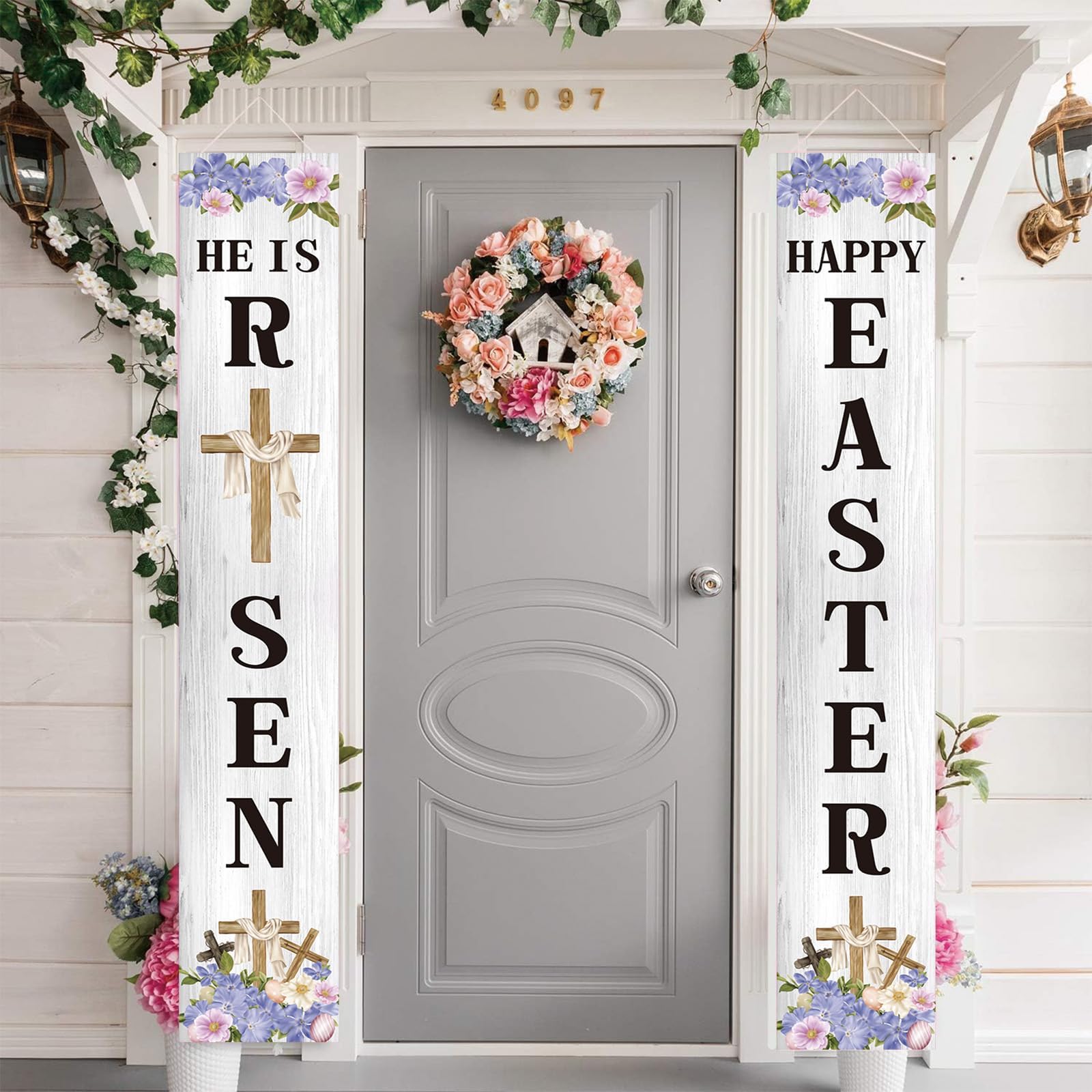 Amazon.com: He Is Risen Banner for Fence He Is Risen Easter Decor ...