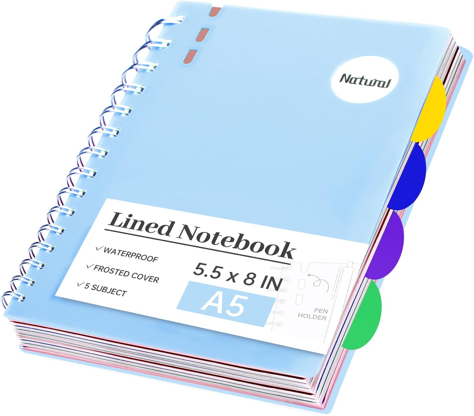 Amazon.com : Yoment 5 Subject Notebook with Tabs Dividers Small Spiral ...