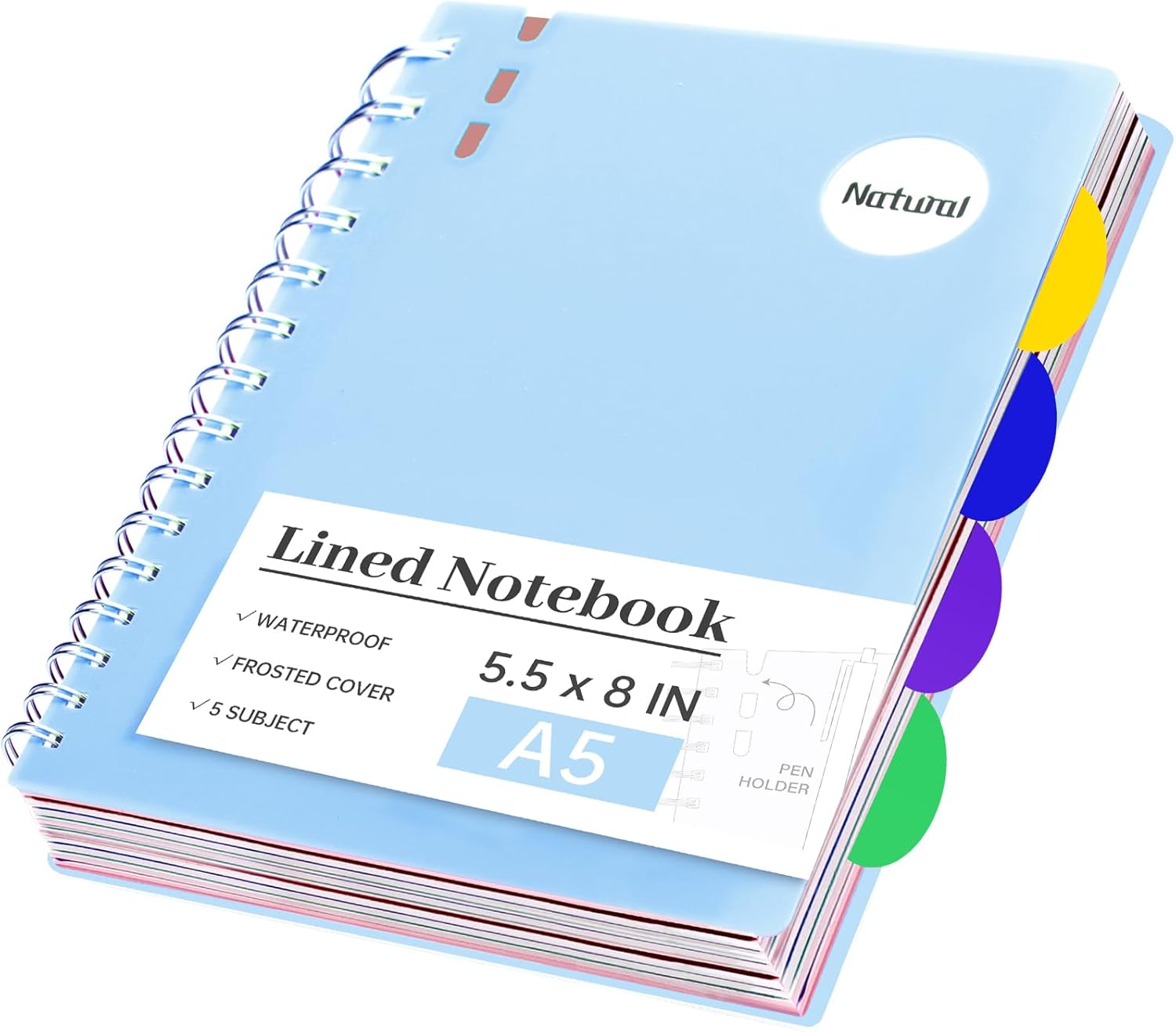 Amazon.com : Yoment 5 Subject Notebook with Tabs Dividers Small Spiral ...