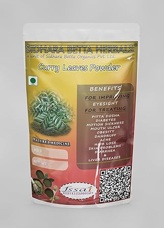 SIDHARA BETTA HERBALS Curry Leaves (Murraya Koenigii) Leaves Powder ...