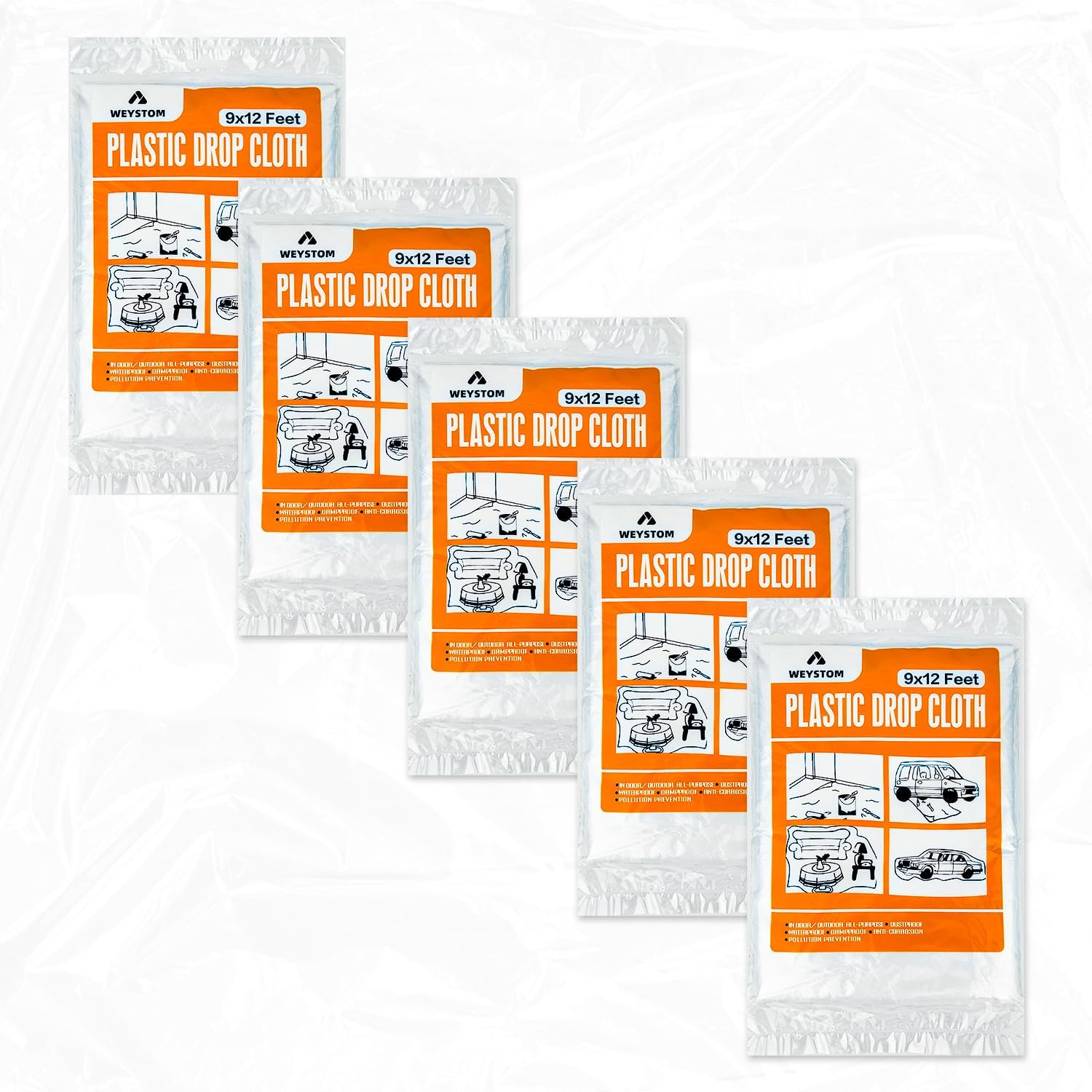 PILOT FISH 2 Mil Plastic Drop Cloth for Painting, Plastic Sheeting 3 ...