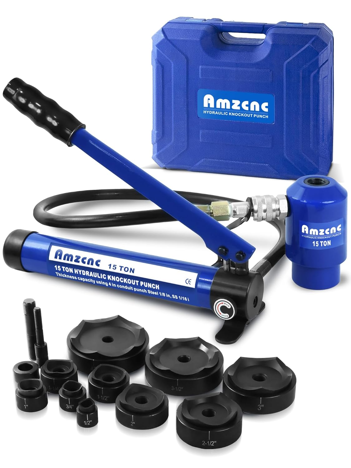 AMZCNC Hydraulic Knockout Punch Electrical Conduit Hole Cutter Set KO ...