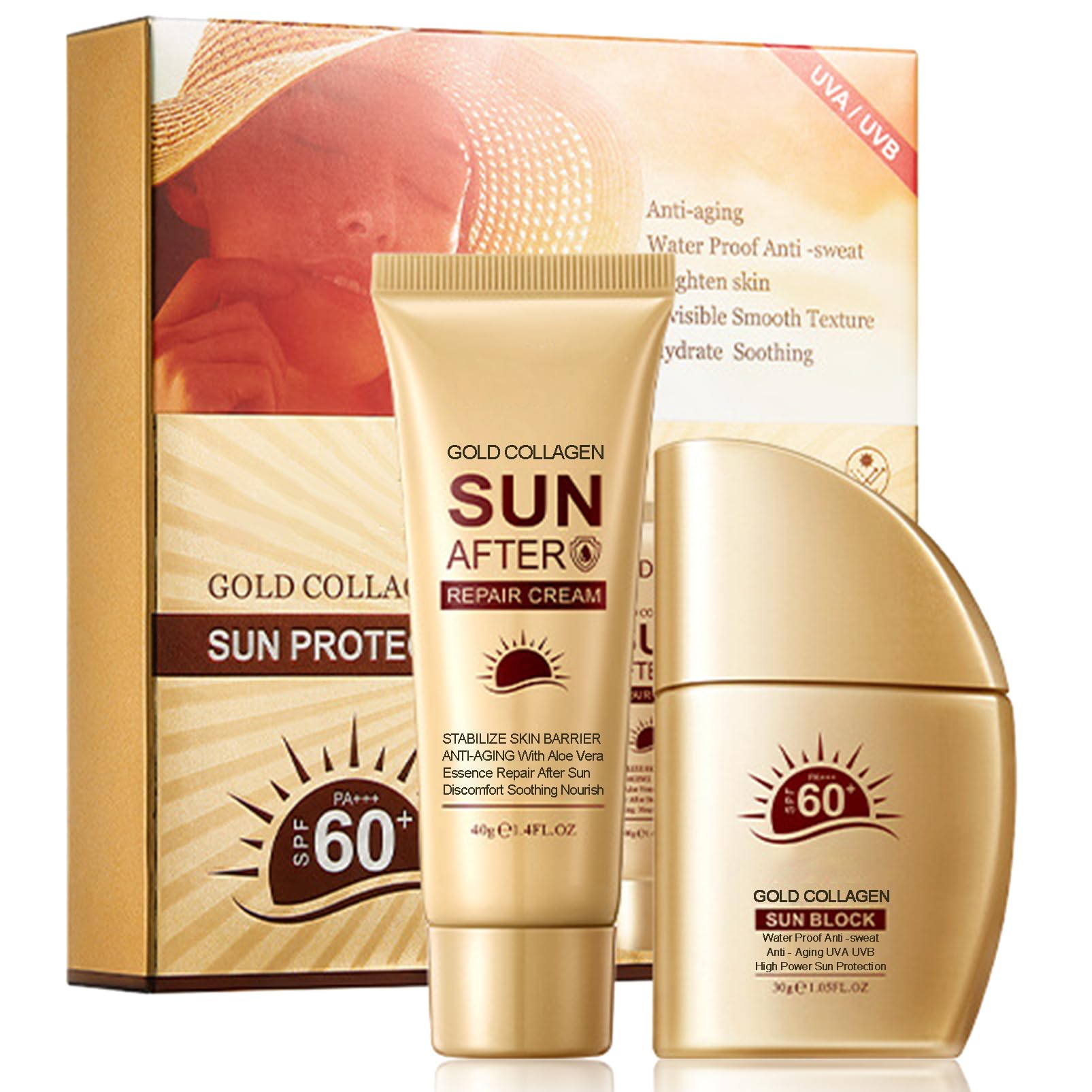 Sun Cream Spf 60 + After Sun Lotion,Sunscreen Cream Ultra Light UV ...