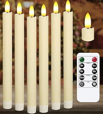 Amazon.com: Upgraded Real Wax LED Flameless Taper Candles with Remote ...