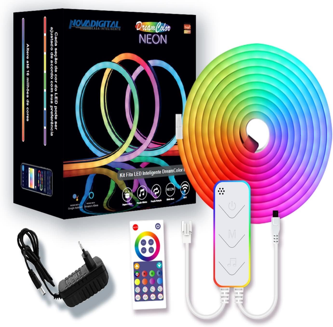 Fita Led Inteligente Alexa Wifi RGB 5 Metros - Compatível Echodot Alexa ...