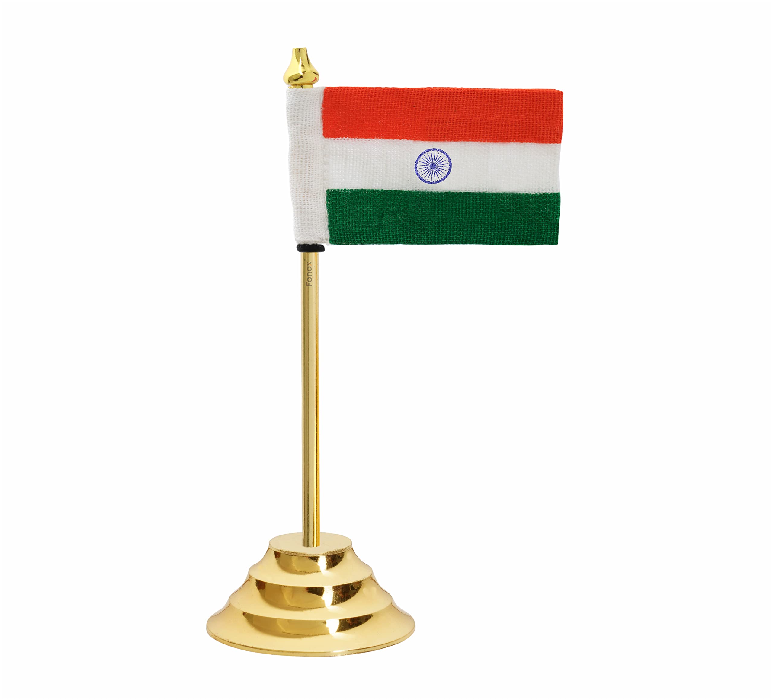 Khadi Single National Flag, Brass Pole & 3 Steps Metal Heavy Base for ...