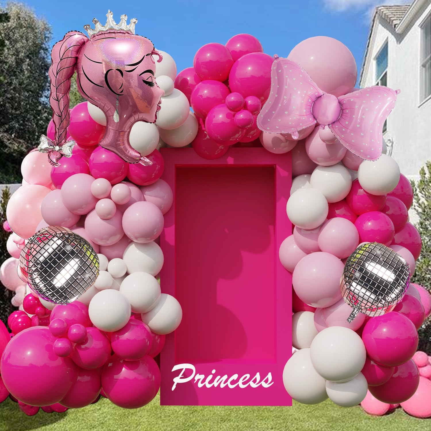 Amazon.com: Hot Pink Princess Balloon Arch Kit with Rose Red, Light ...