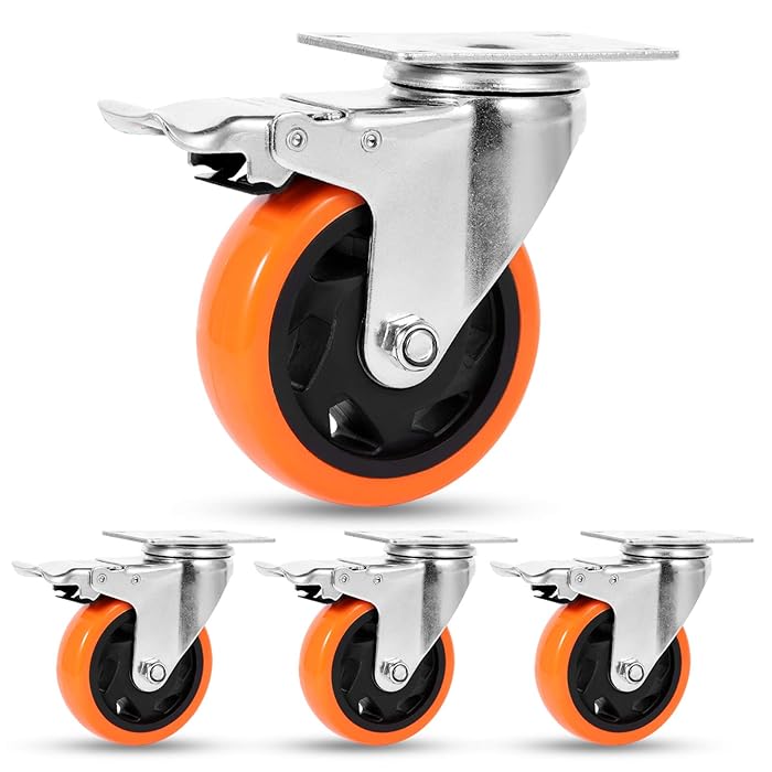 Buy 4 Inch Swivel Casters with Brake Set of 4 Heavy Duty of 1200 lbs ...
