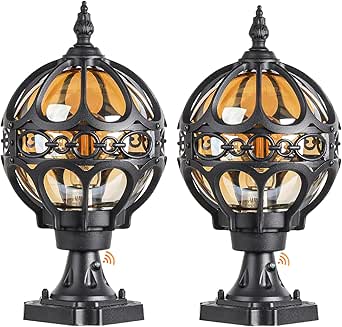 2Pack Dusk to Dawn Black Outdoor Post Lights, Exterior Waterproof ...