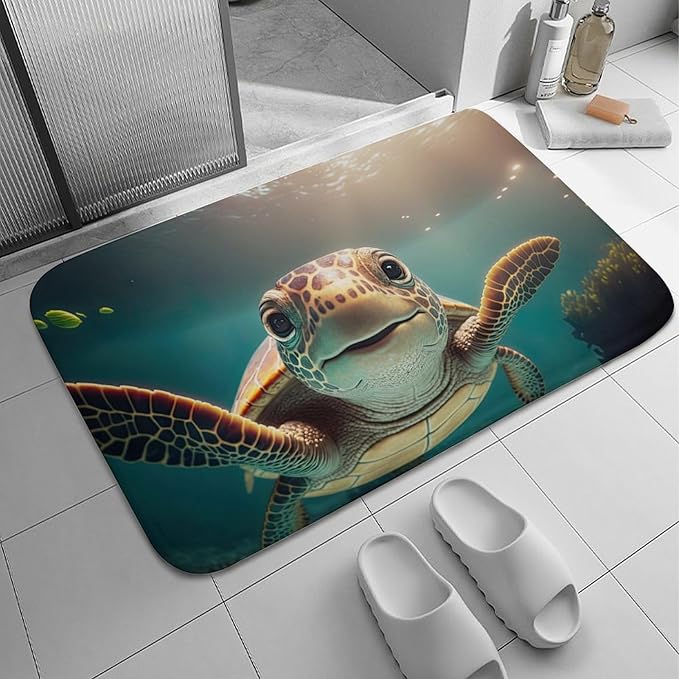 Amazon.com: MoBlinko Sea Turtle Bathroom Rugs Mat Cute Ocean Animal ...