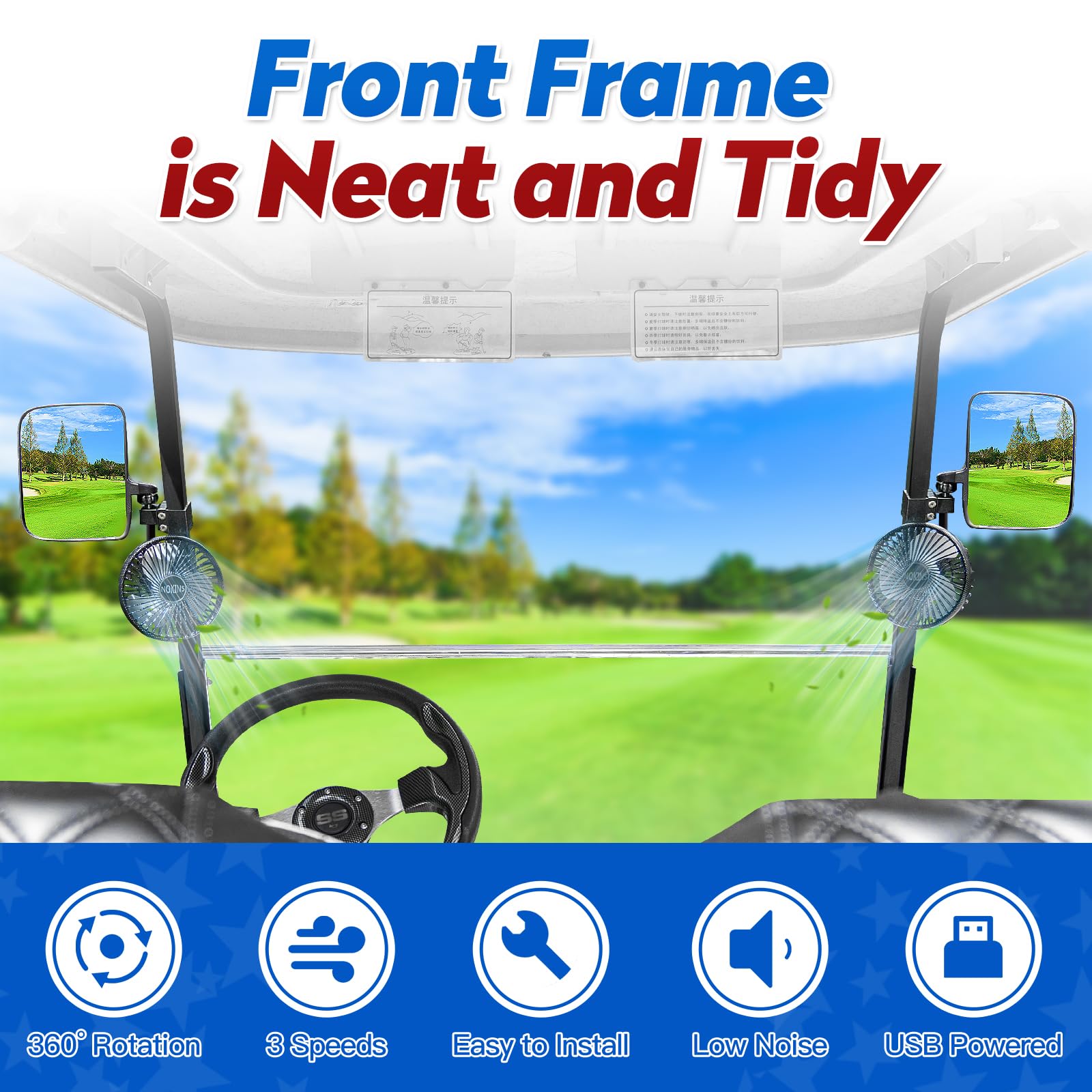 Snapklik.com : NOKINS No Drilling Golf Cart Side Rear View Mirrors ...