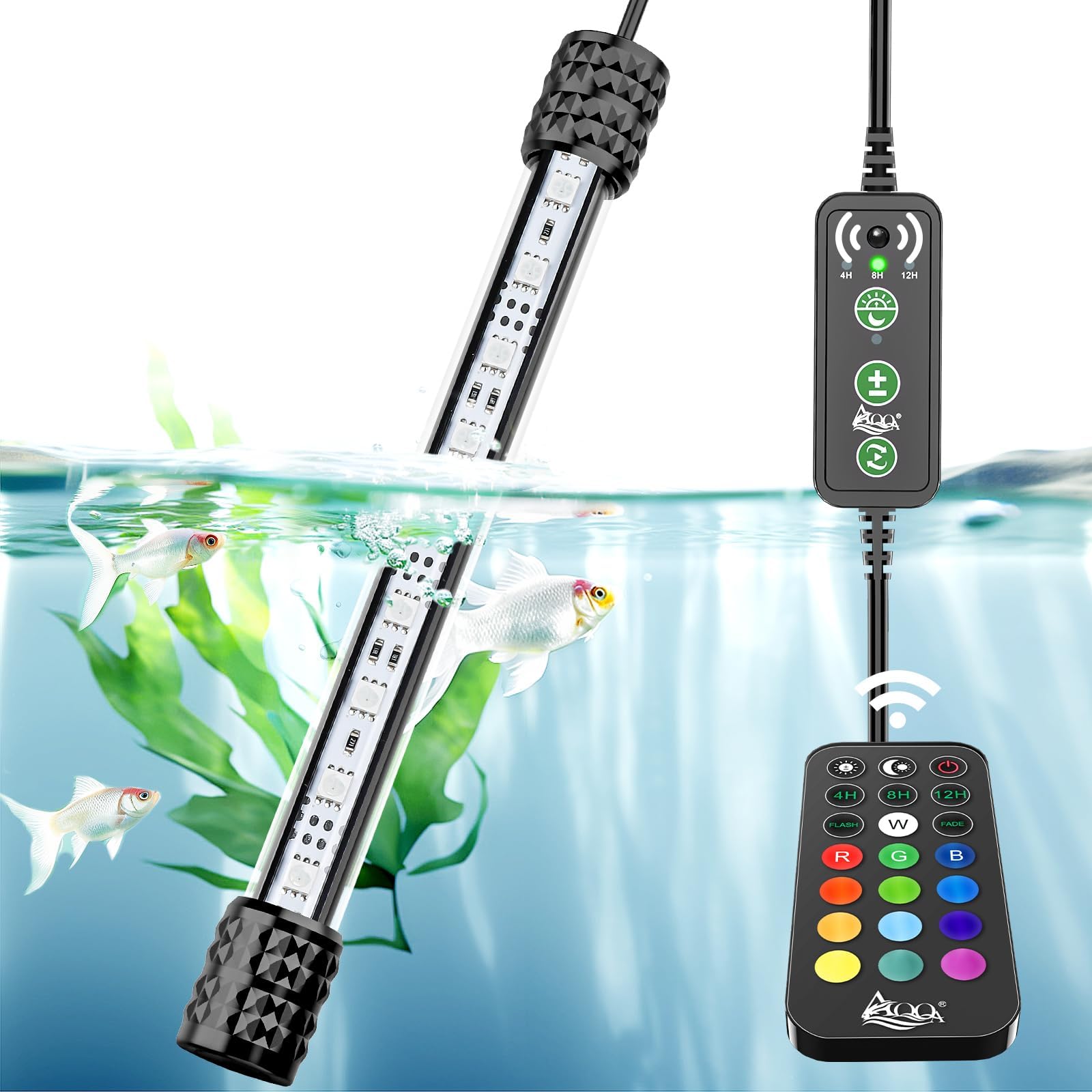 AQQA Aquarium Beleuchtung, RGB+W Aquarium LED Beleuchtung mit Timer, 5 ...