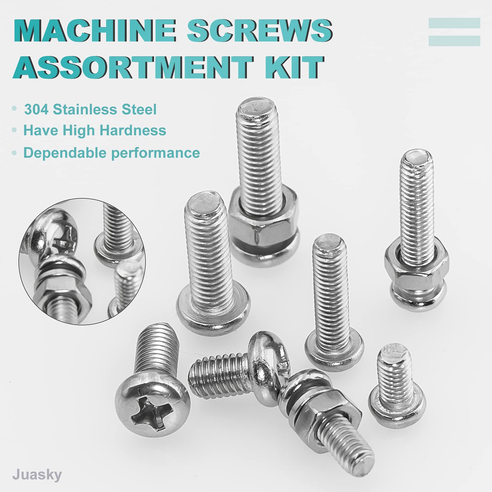 Snapklik.com : Juasky 1760Pcs 16 Sizes Machine Screw Assortment Kit 304 ...